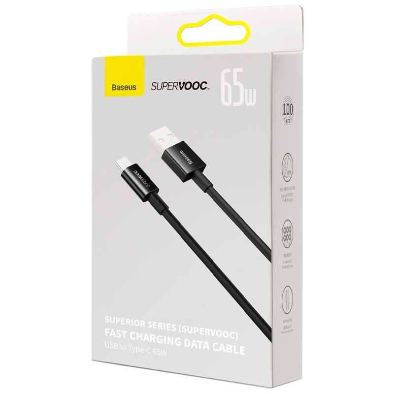 Кабель Type C Usb 2 0 для зарядки 1 м 6А 65w Baseus Superior быстрая